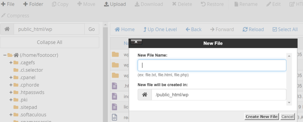 How to create or locate default .htaccess file for Wordpress — RackNerd