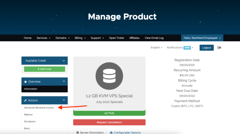 How to Renew Services with RackNerd Early — RackNerd
